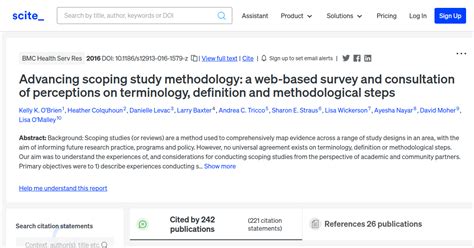 Advancing Scoping Study Methodology A Web Based Survey And