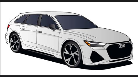 How To Draw An Audi Rs6 C8 Drawing Audi Rs 6 Car Step By Step Youtube