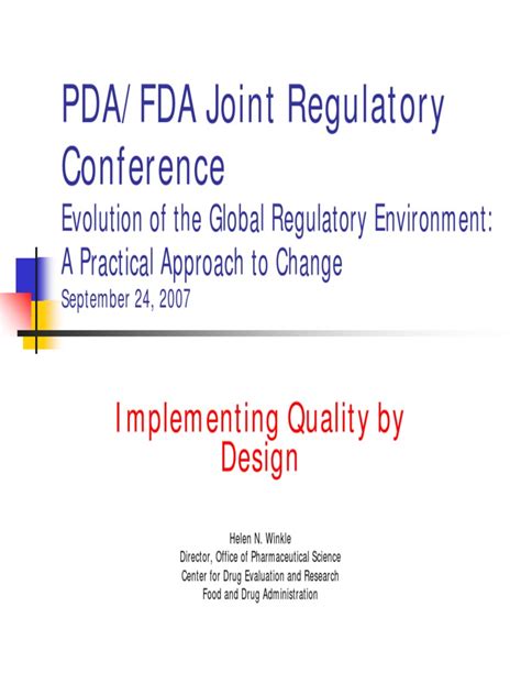 Slides Fda Implementing Qbd I Pdf Food And Drug Administration