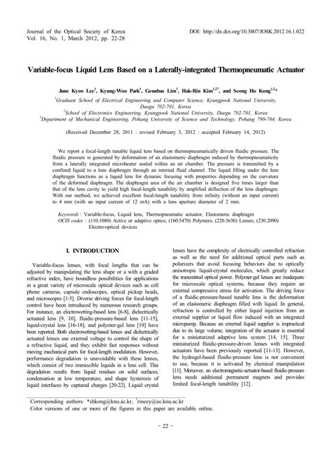Pdf Variable Focus Liquid Lens Based On A Laterally Integrated