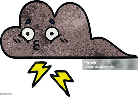Kartun Tekstur Grunge Retro Dari Awan Badai Ilustrasi Stok Unduh Gambar Sekarang Awan