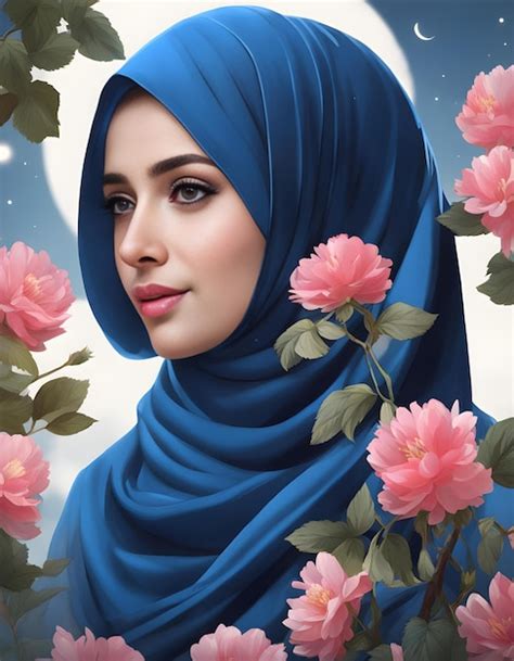 Premium Photo Cute Muslim Girl In Navy Color Shari Bra