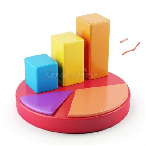 Colorful 3d Bar And Pie Charts Showing Business Growth And Statistics Stock Illustration