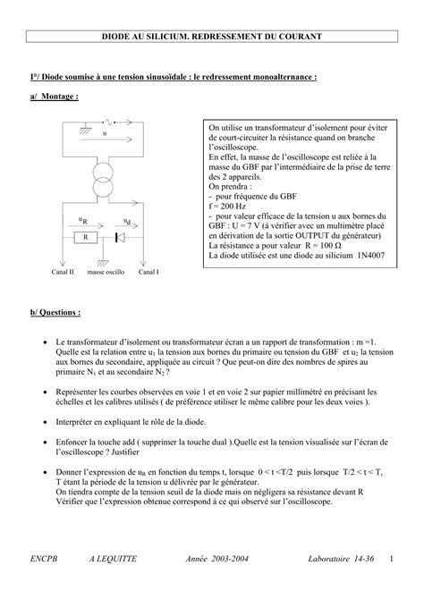 Diode Au Silicium Redressement Du Courant