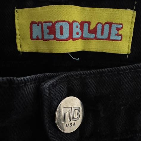Black Neoblue Wide Leg Denim Jeans With A Relaxed Depop