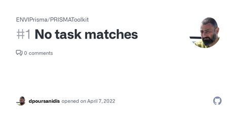 No Task Matches Issue ENVIPrisma PRISMAToolkit GitHub