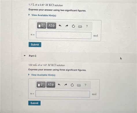 Solved L Of A M KCl Solution Express Your Answer Chegg Com