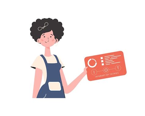 Premium Vector A Woman Holds A Panel With Analyzers And Indicators In