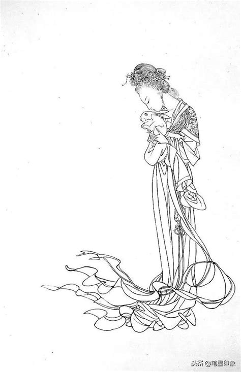 蔡岚 工笔人物白描眉目如画百看不厌