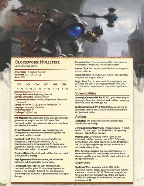 Expanded Clockworks By Sonixverse Labs R Unearthedarcana Monster