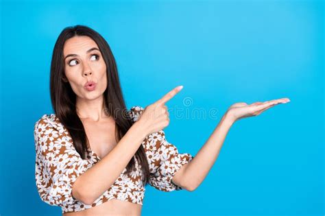 Photo Oflovely Cute Girl Wear Trendy Summer Print Clothes Look Empty