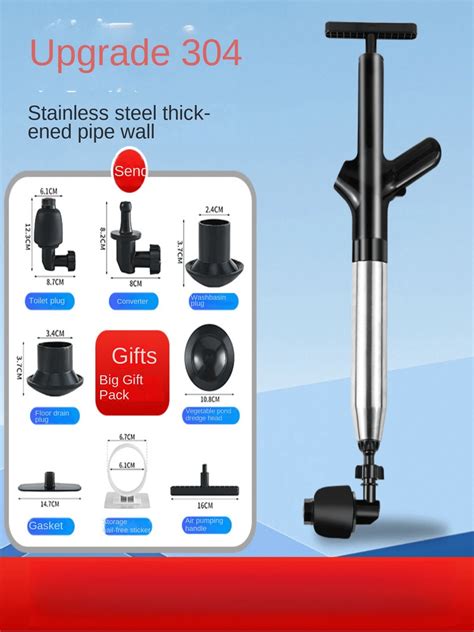 Upgraded Unclogging Tool High Pressure Stainless Steel Toilet Plunger