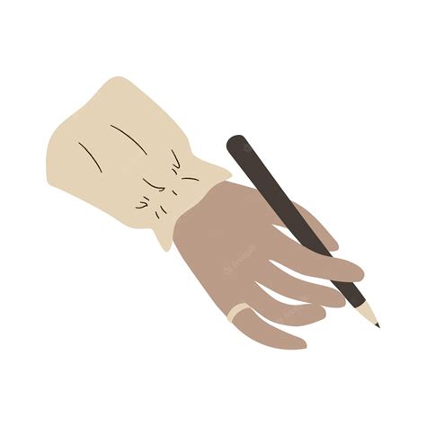 연필과 글을 들고 손 제스처 그림 프리미엄 벡터