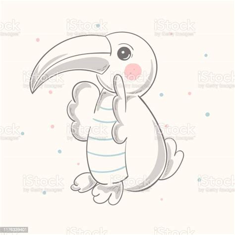귀여운 앵무새 만화 손으로 그린 벡터 일러스트 레이션입니다 티셔츠 프린트 키즈 웨어 패션 디자인 베이비 샤워 초대 장에 사용할