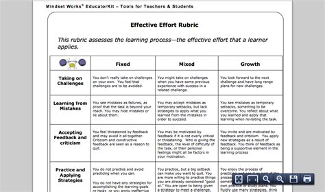 Rubric For Assessing The Learning Process