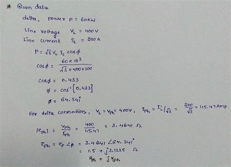 Solved A Phase Delta Connected Load Consumes A Power Of Kw Taking A Course Hero