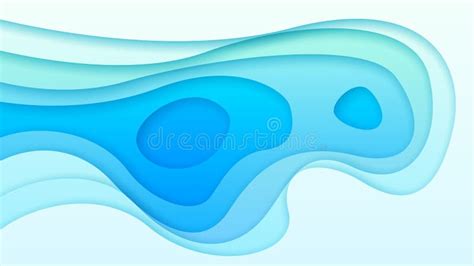 Abstract Paper Cut Sea Ocean Wave Water On Blue Background Vector