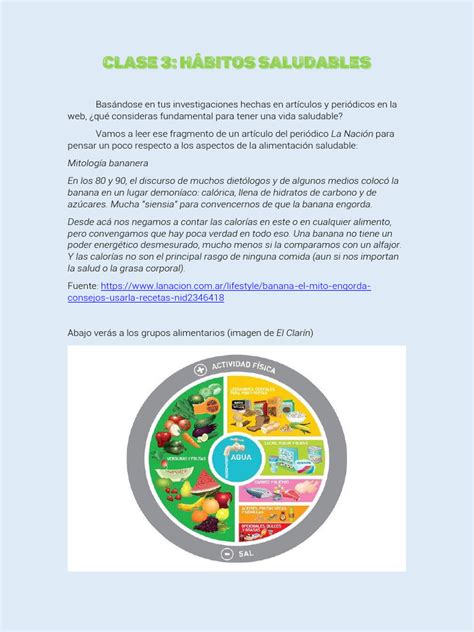 Clase De Español Hábitos Saludables Pdf Alimentos