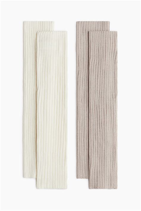 2 Pack Rib Knit Leg Warmers Greigecream Ladies Handm Gb