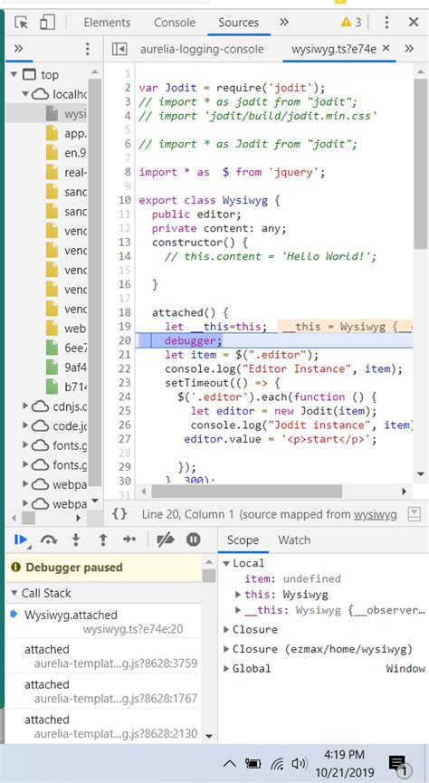 editor is not defined when using in aurelia framework · issue 273