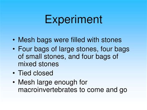 Ppt The Effects Of Substrate Size On Stream Macroinvertebrate Population Size And Structure