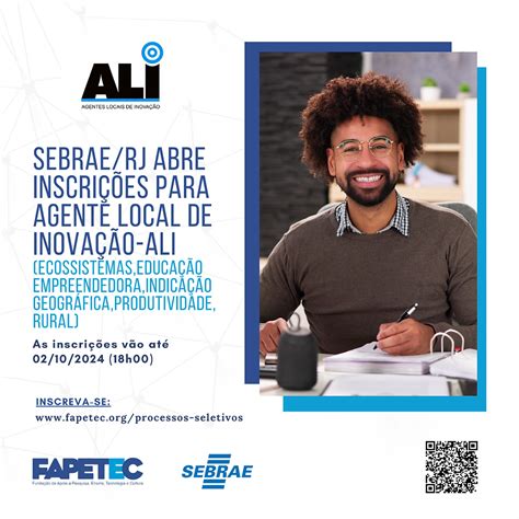SEBRAE RJ abre inscrições para bolsistas AGENTES LOCAIS DE INOVAÇÃO