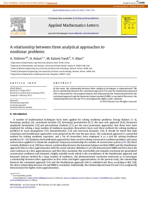 Pdf A Relationship Between Three Analytical Approaches To Nonlinear