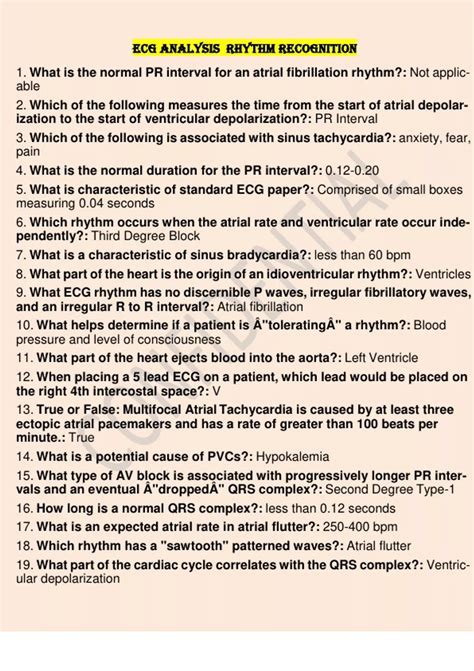 ECG Analysis Rhythm Recognition Relias Test ECG ANALYSIS Stuvia US