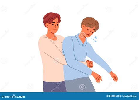 Man Performs Heimlich Maneuver For Choking Friend Providing First Aid
