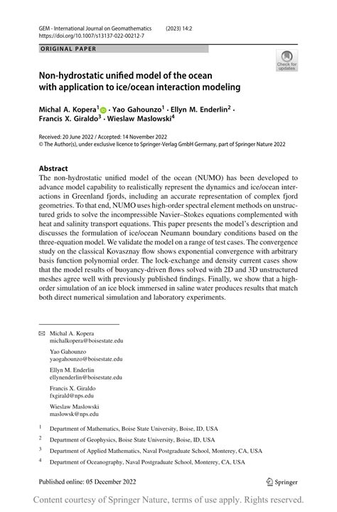 Non Hydrostatic Unified Model Of The Ocean With Application To Iceocean Interaction Modeling