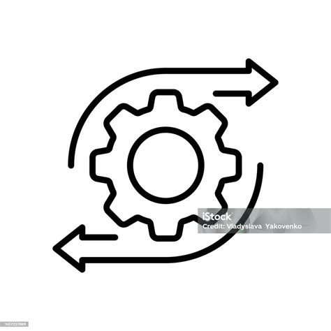 Gears With Pie Arrow Line Icon Control Panel Restart Scroll Book Instruction Website Tune