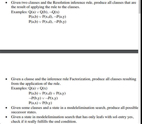 Solved Given Two Clauses And The Resolution Inference Rule