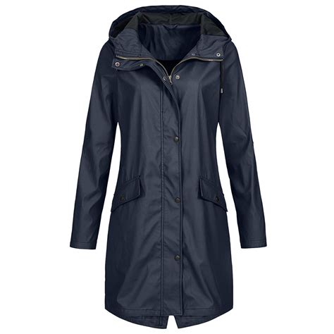 Frostluinai Casual Lightweight Waterproof Rain Coats Womens L