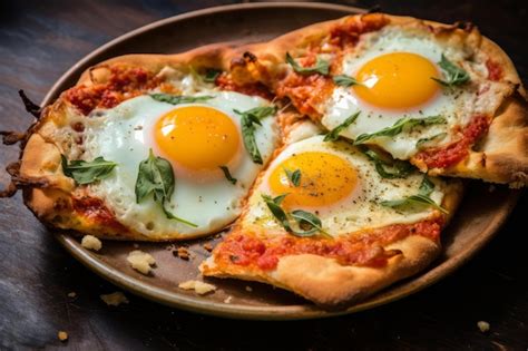 Premium Photo Aromatic Pizza Fried Egg Generate Ai