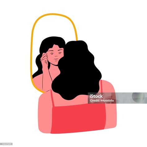 Woman Look In The Mirror Illustration Selfacceptance And Confidence