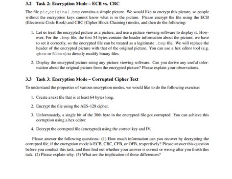 Solved 32 Task 2 Encryption Mode Ecb Vs Cbc The File