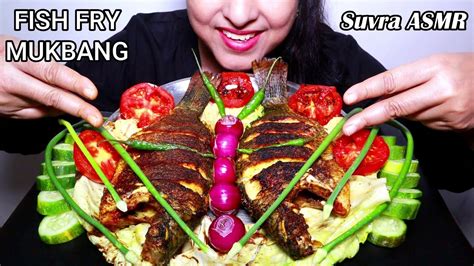 Asmr Eating 2 Whole Fish Fry Lots Of Vegetables Fish Fry Eating