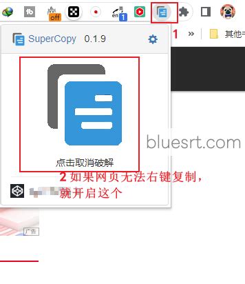 chrome浏览器插件 SuperCopy 超级复制 一键破解网页禁止鼠标右键选择复制 蓝频道分享 bluesrt蓝频道分享