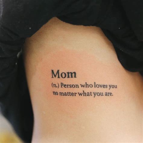 The Definition Of The Word Mom Tattooed On The Rib