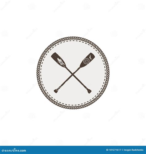 Crossed Paddles Icon Patch And Sticker Vintage Hand Drawn Outdoor