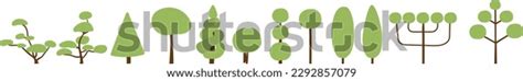 Set Elements Different Types Trees Green Stock Vector Royalty Free