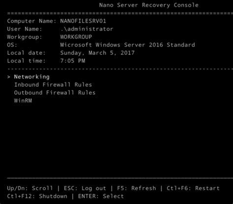 Nano Server Configuring Nano Server 2016 Network Managing Via