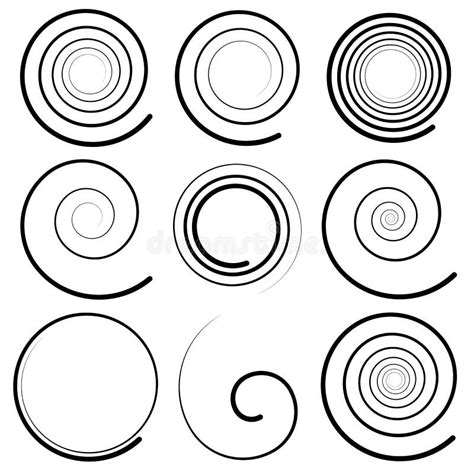 Set Of 9 Different Concentric Spiral Elements Abstract Geometri Stock Vector Illustration Of