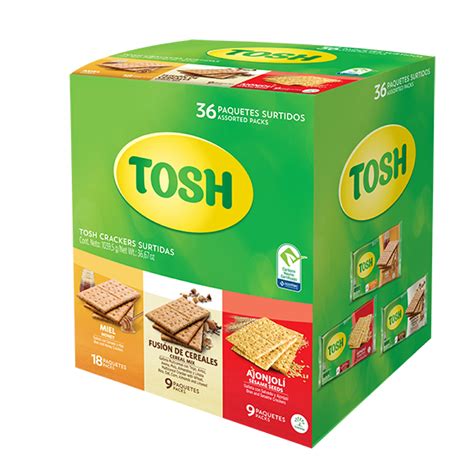 Tosh Cracker Assorted Packs 3667 Oz Pack Of 36