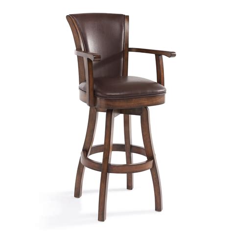 Raleigh Arm 26 Counter Height Swivel Wood Barstool In Chestnut Finish