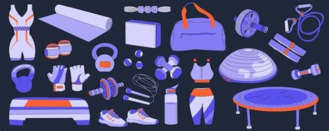 Premium Vector Various Sport Equipment Fitness Inventory Gym Accessories