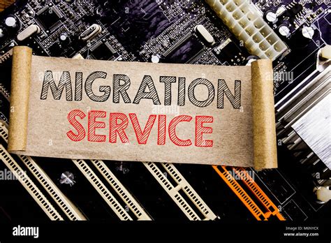 Writing Text Showing Migration Service Business Concept For Online Network Idea Written On