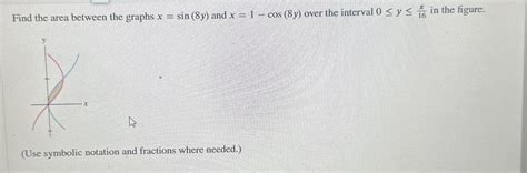 Solved Find The Area Between The Graphs X Sin Y And Chegg