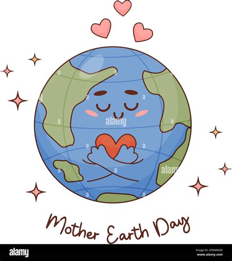 Lindo Personaje De Dibujos Animados Planeta Tierra Con Corazón