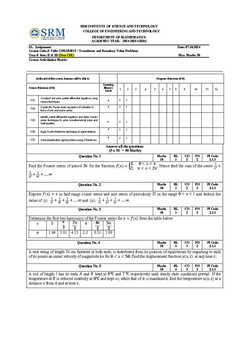 Assignment Ii Non Cse Srm Institute Of Science And Technology